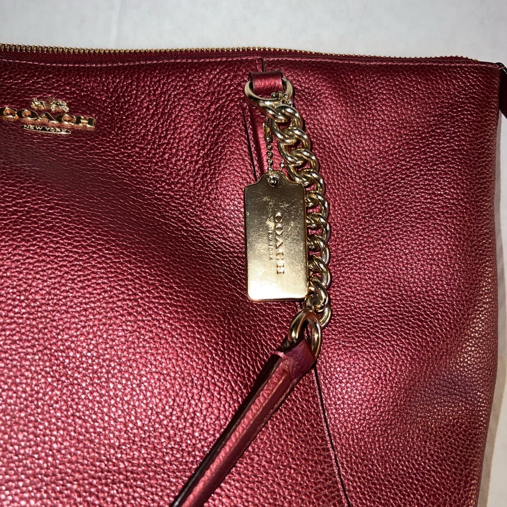Coach Maroon Pearl Pebbled Leather Shoulder Bag With … - Gem